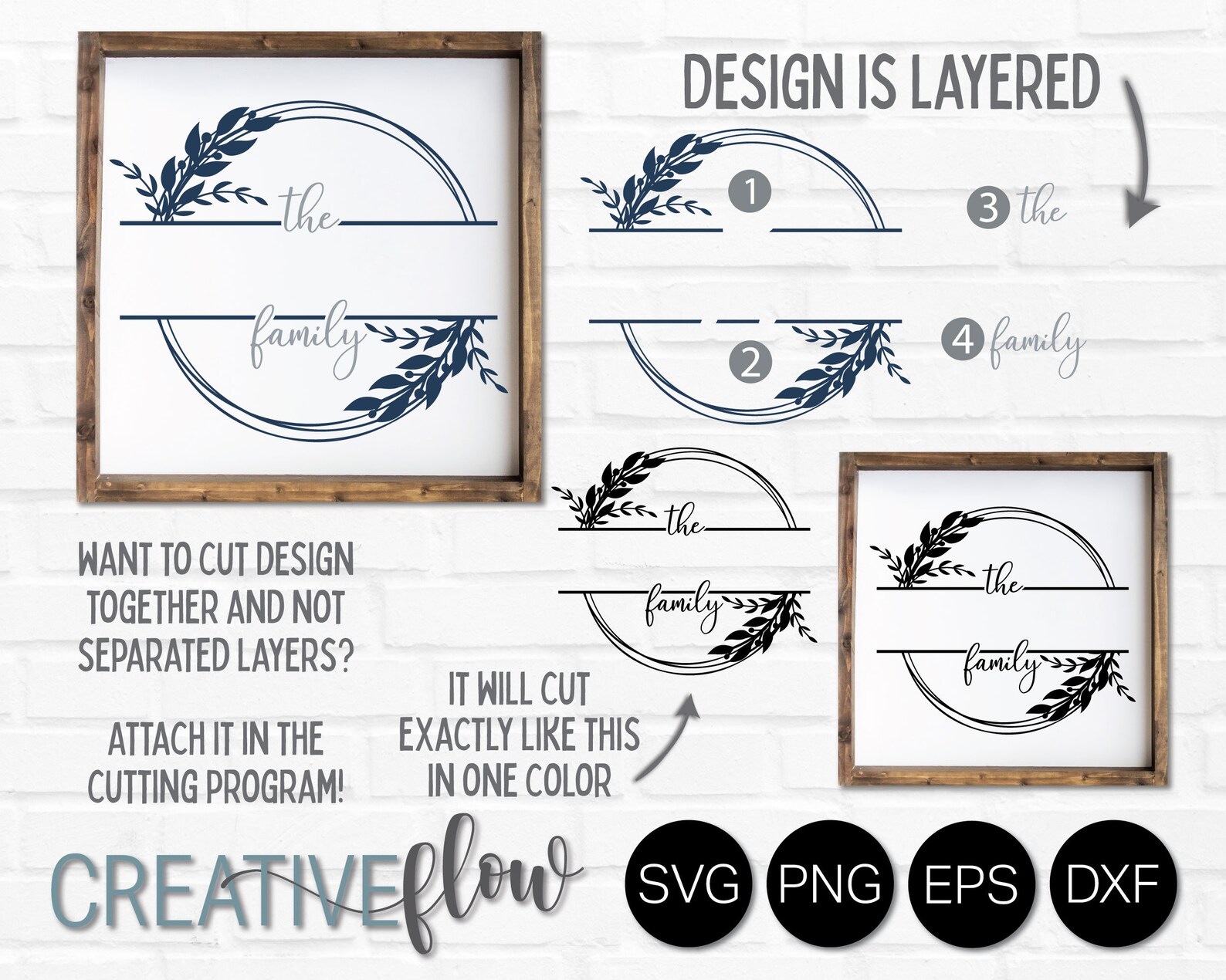 Wreath Svg Split Monogram SVG Bundle Family Svg Last - Etsy