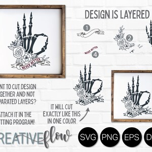 Floral Skeleton Svg, Never Better Svg, Skeleton Hand Svg, Okay Svg ...