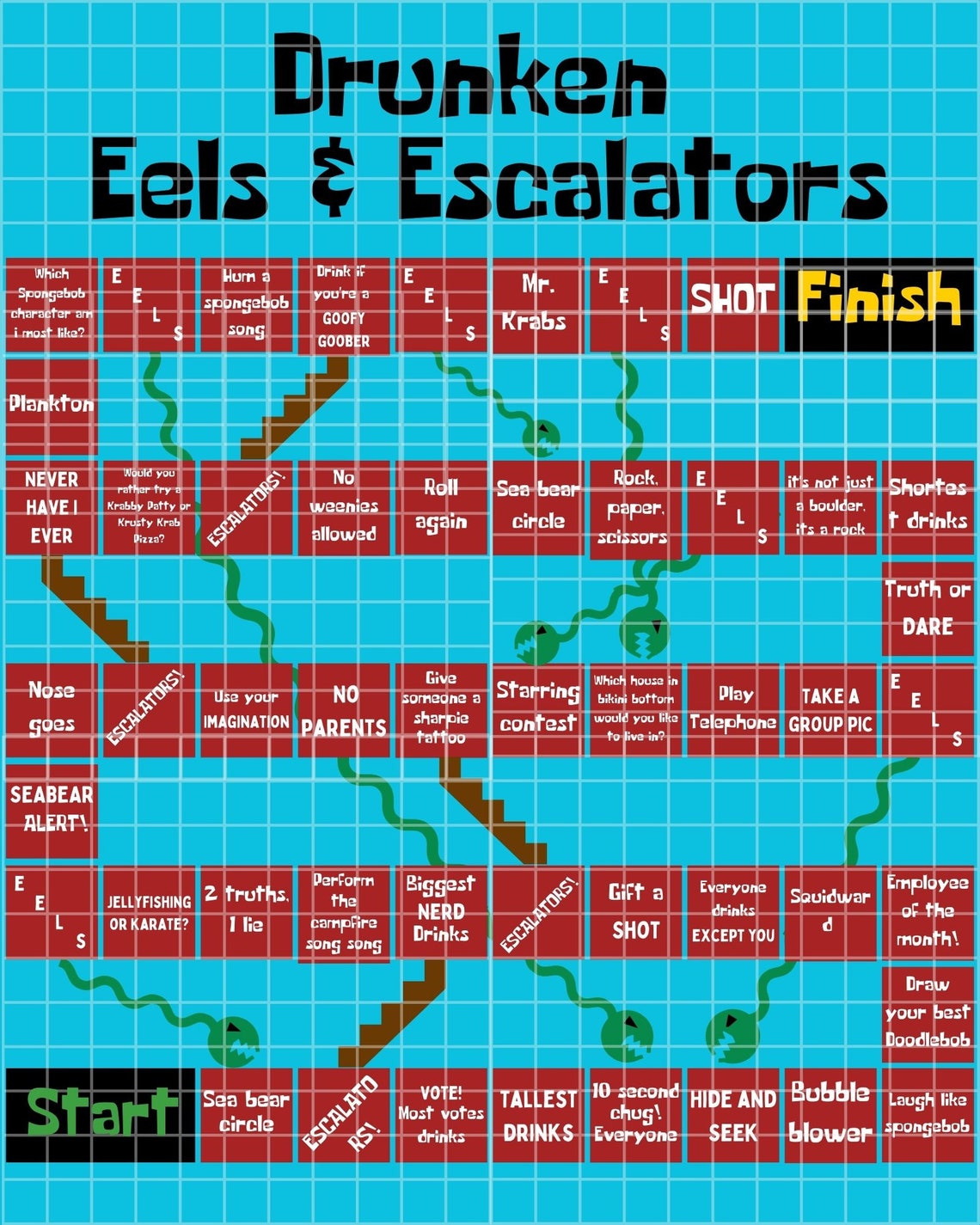 Drunken Eels & Escalators Game: Adult Drinking Board Game (digital ...