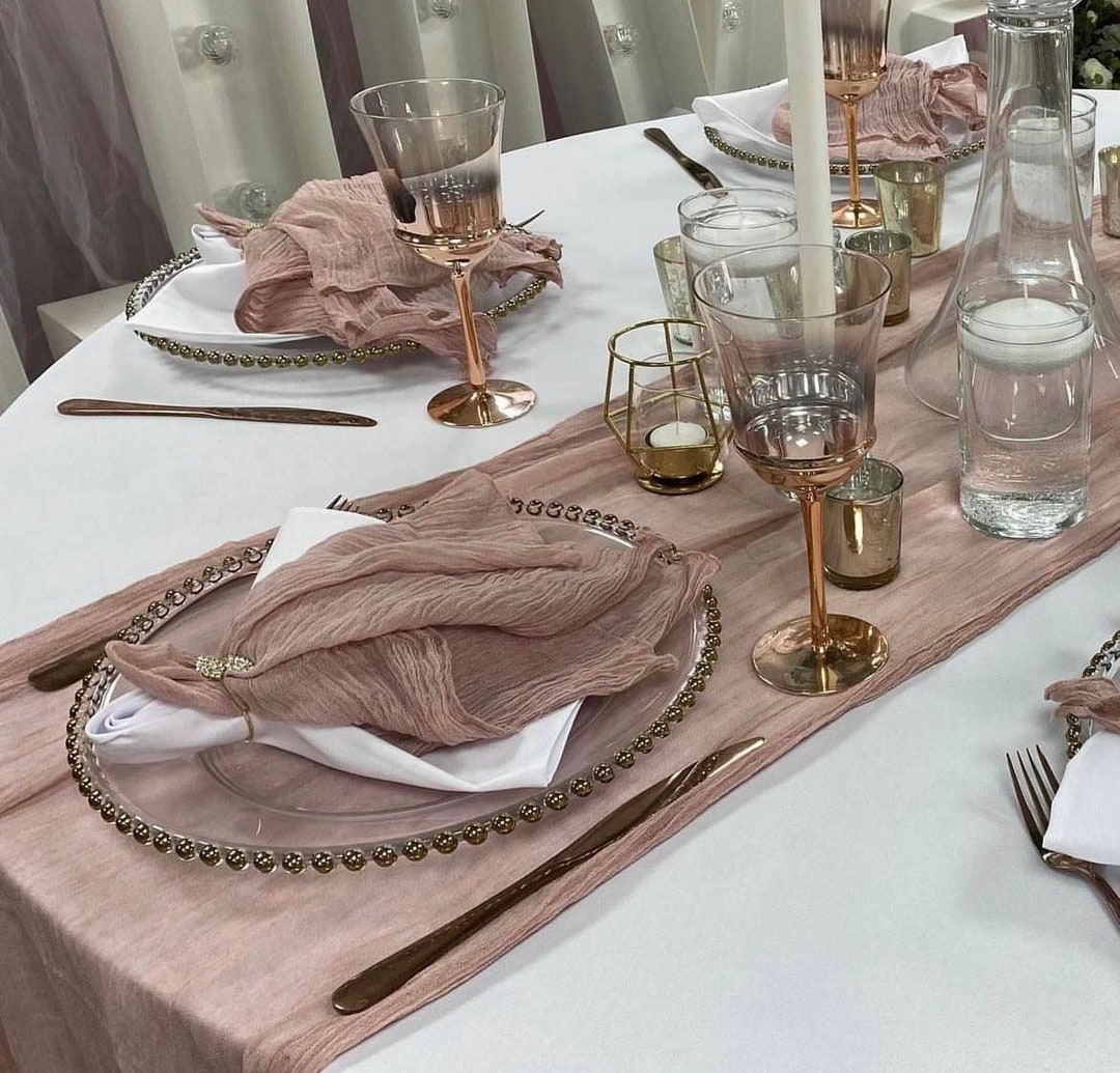 Dusky Pink Cheesecloth Table Runner / Cheesecloth Table Runner ...