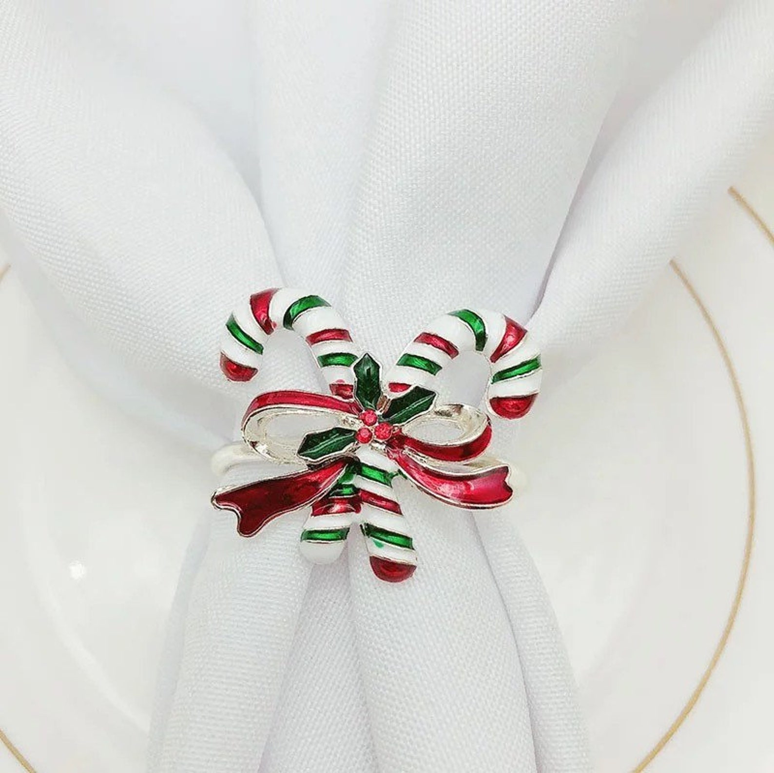 Candy Cane Christmas Napkin Rings Christmas Dining Table Decor - Etsy UK