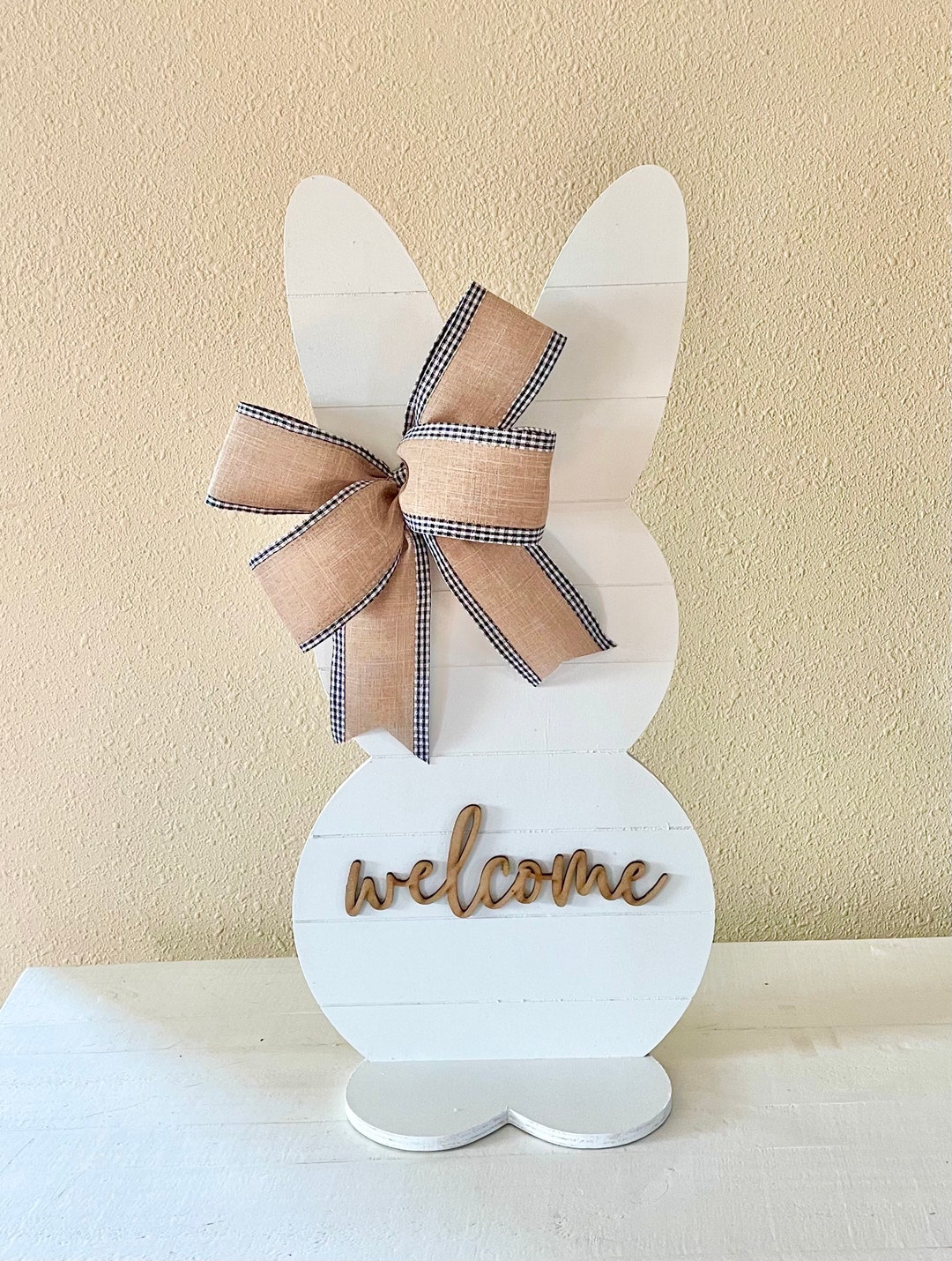 Wooden Bunny, Bunny Welcome Sign, Standing Bunny, Easter Bunny Decor ...