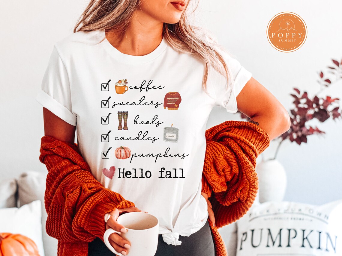 Fall Checklist T-shirt | Cute Autumn Bucket List Tee - Etsy
