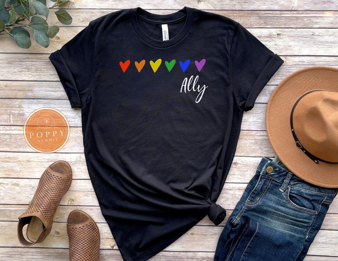 Rainbow Heart Ally Pride Shirt LGBT Pride Shirt for Ally Minimal ...