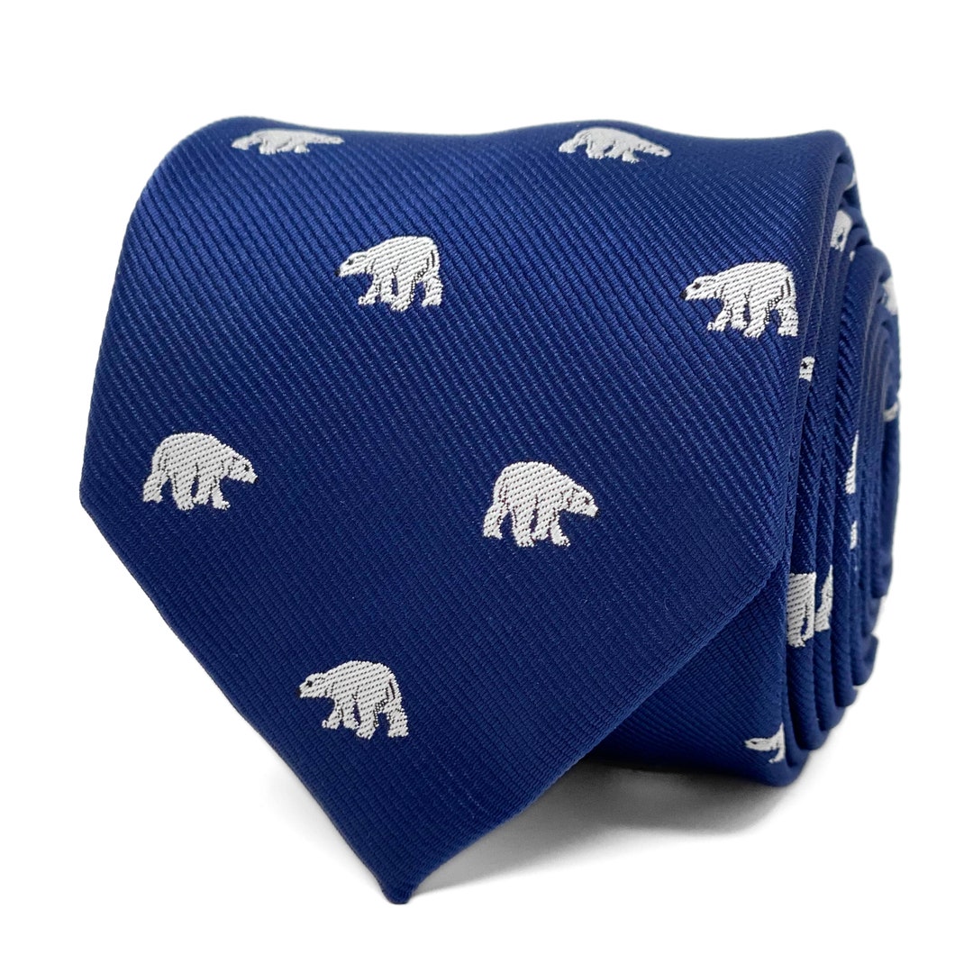 Polar Bear Tie | Artic Animal Navy Microfiber Necktie - Etsy