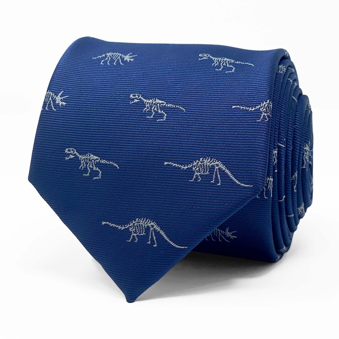 Dinosaur Skeleton Tie | Jurassic Navy Necktie - Etsy