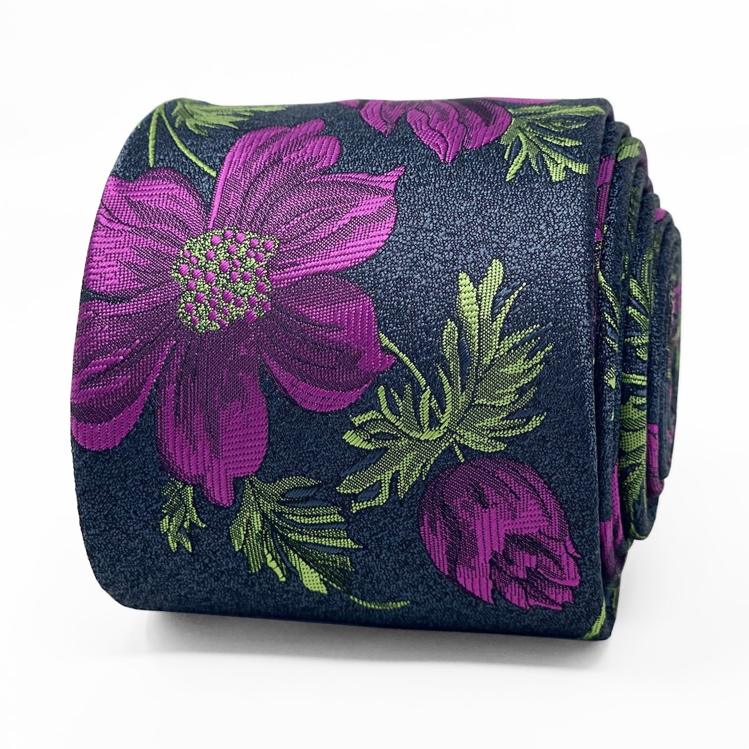 Novelty Floral Tie | Glossy Purple Flowers Necktie - Etsy