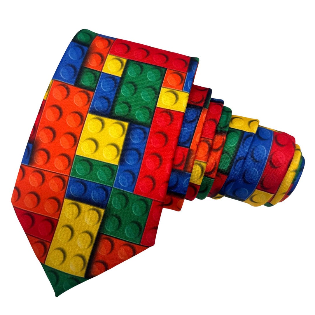 Lego Building-block Print Tie Necktie - Interlocking Plastic Bricks ...