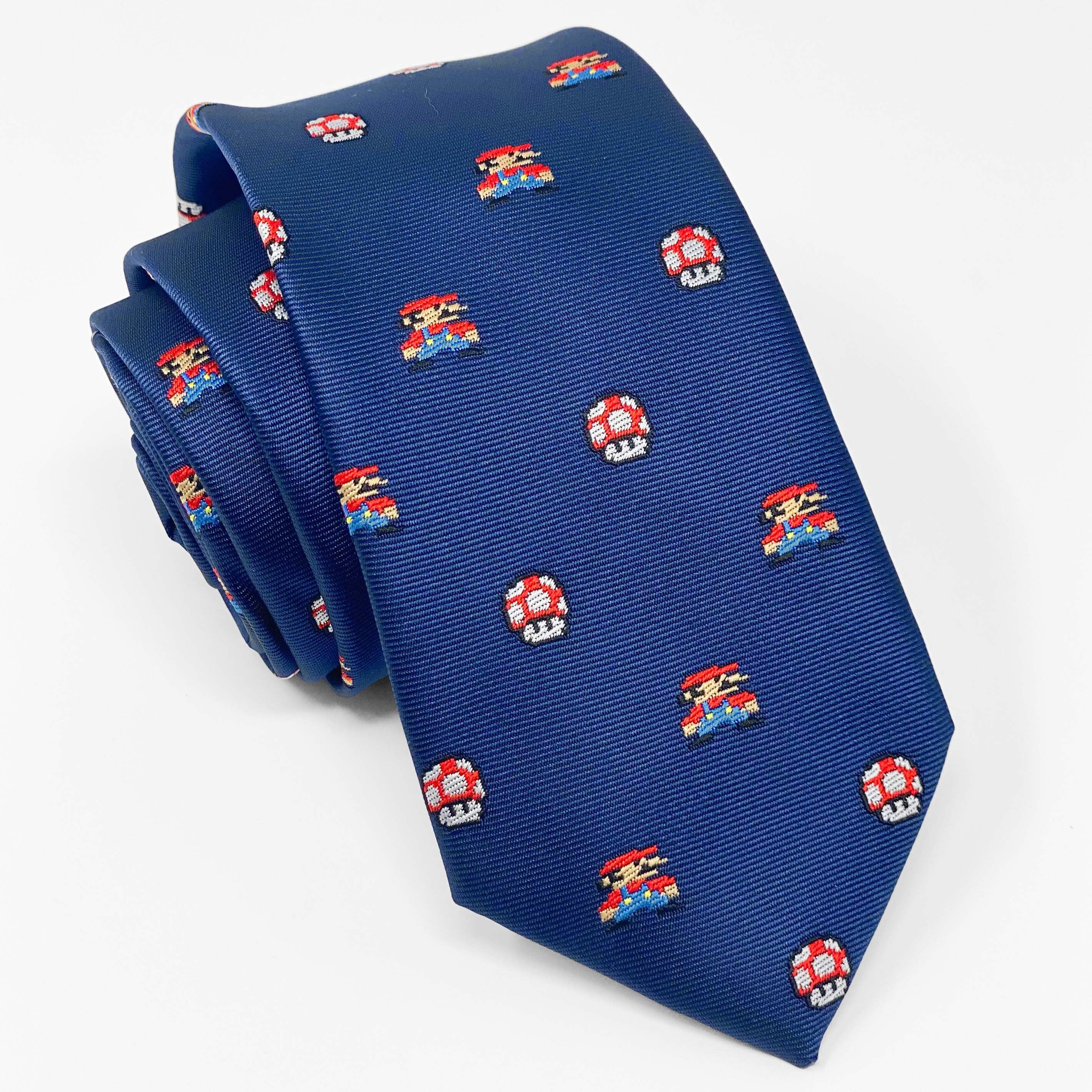 Mario & Magic Mushroom Tie 'mario Bros.' Themed Navy - Etsy Australia
