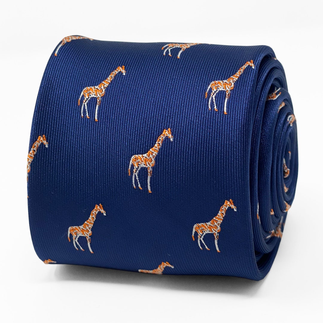 Giraffe Tie | Animal Novelty Navy Necktie - Etsy
