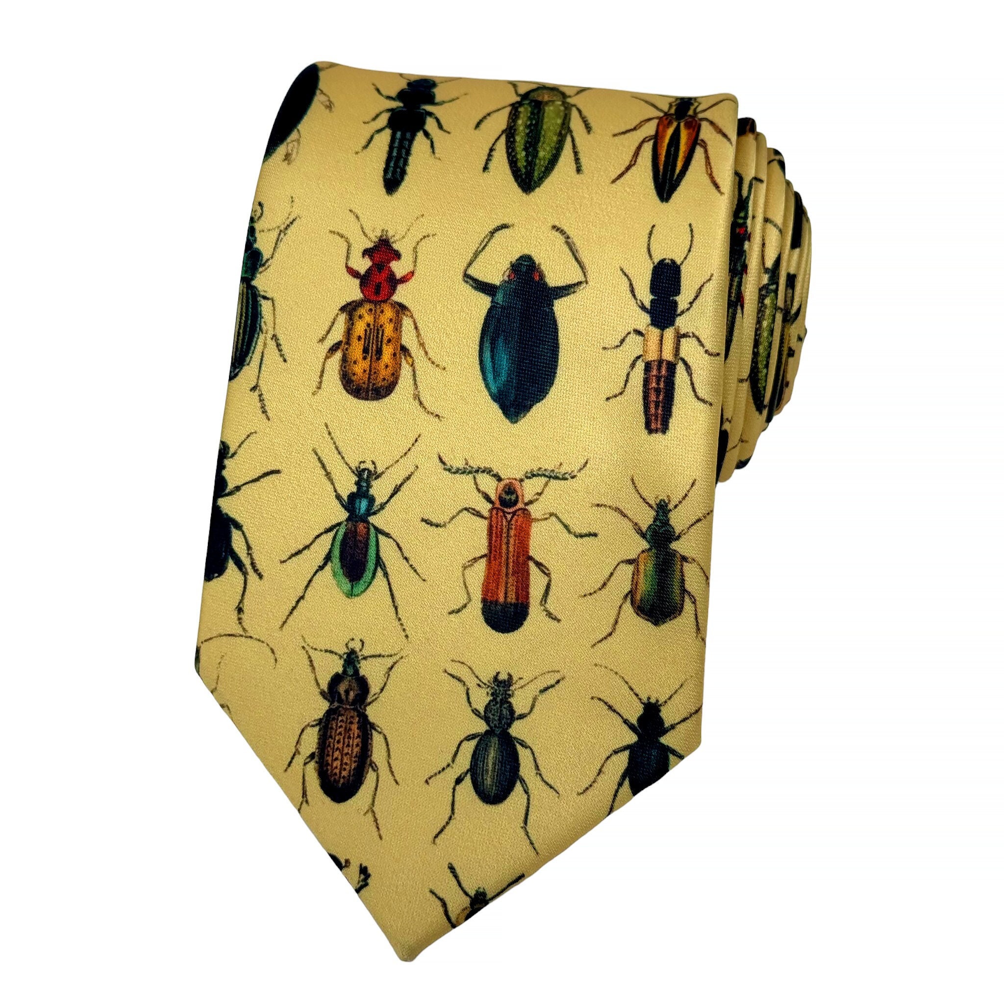 Colourful Bugs Tie: Vibrant Insects on Rich Gold Necktie - Etsy