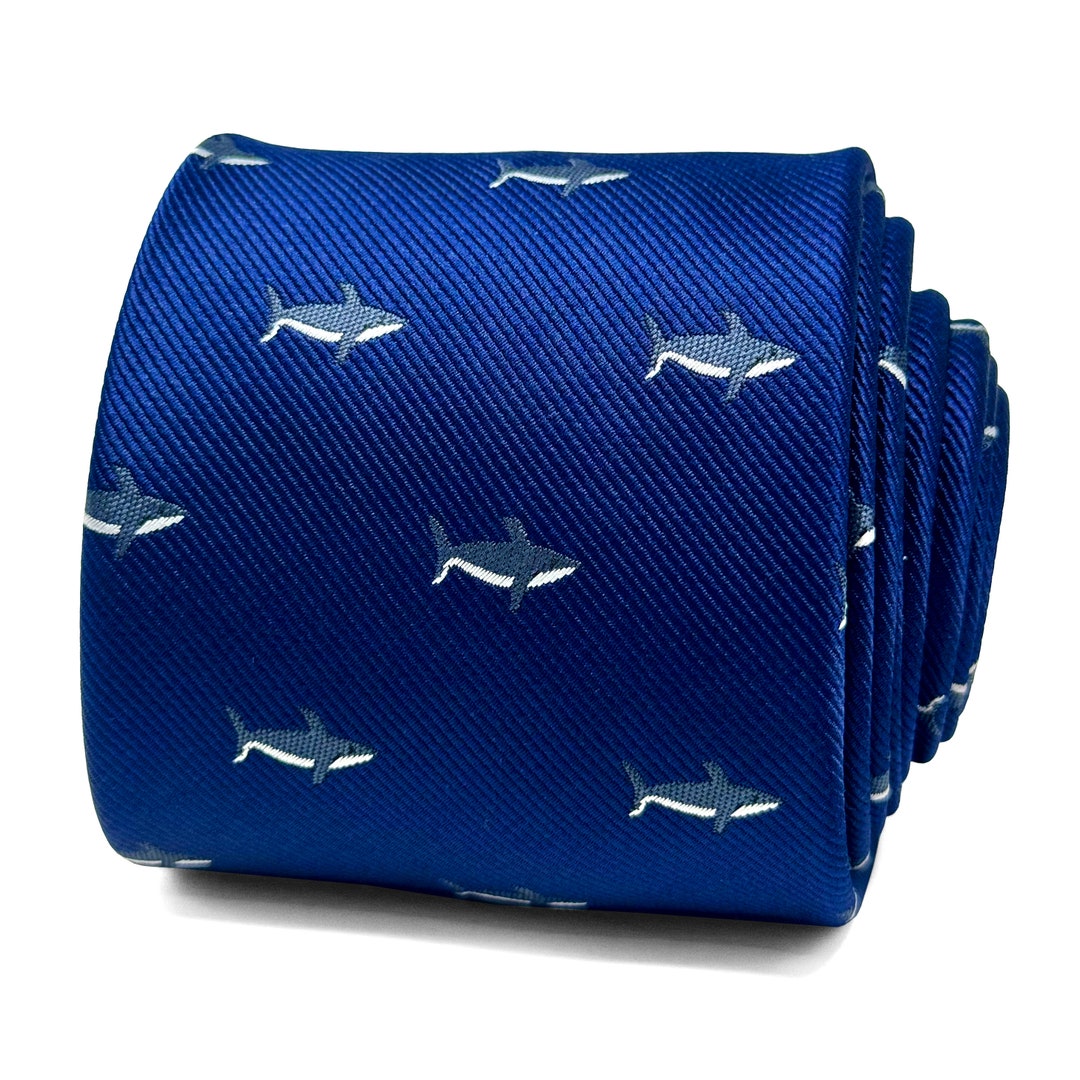 Sharks Tie | Marine Animalia Navy Men's Necktie - Etsy