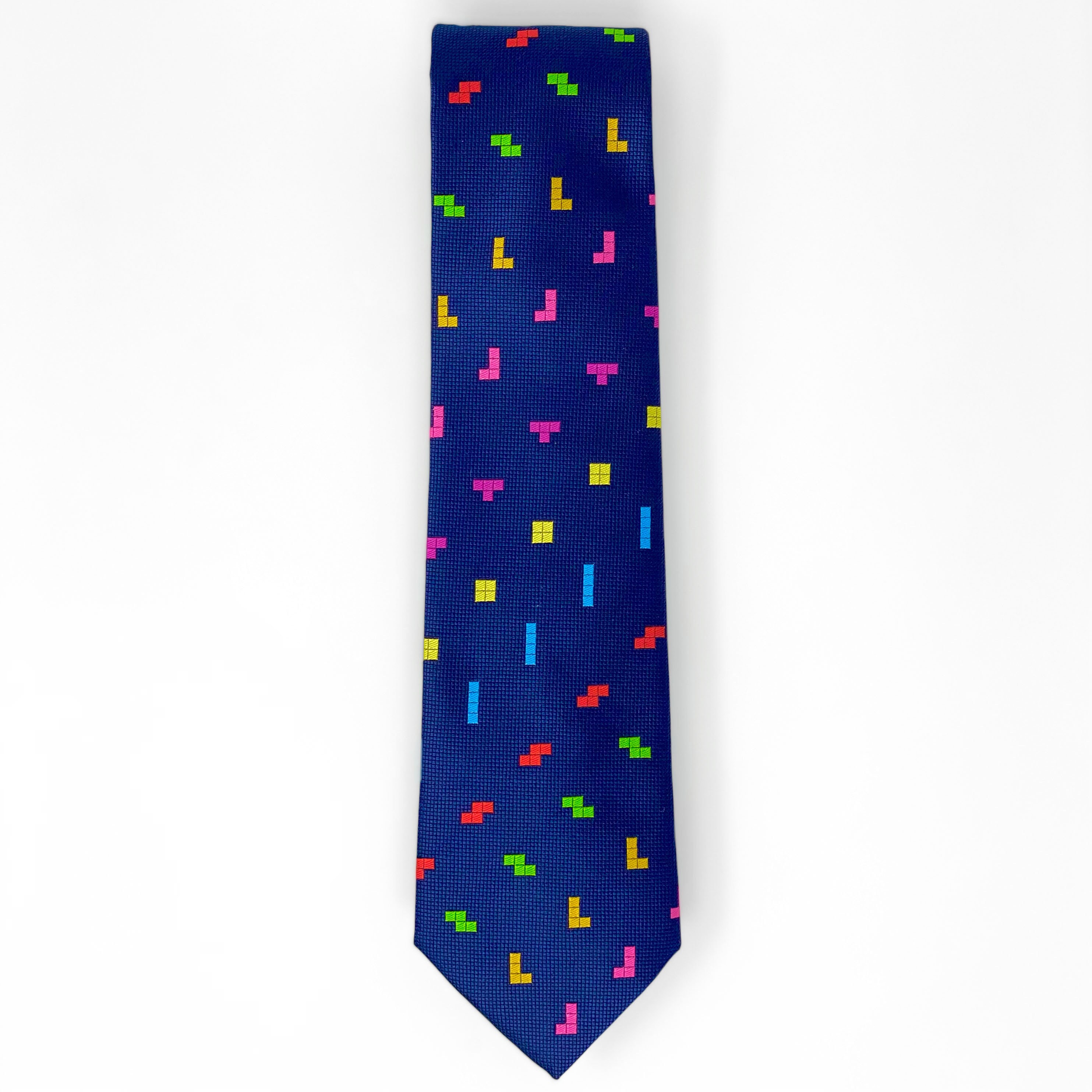 Tetris Tie Geometric Navy Tie Retro Video Game Necktie - Etsy UK