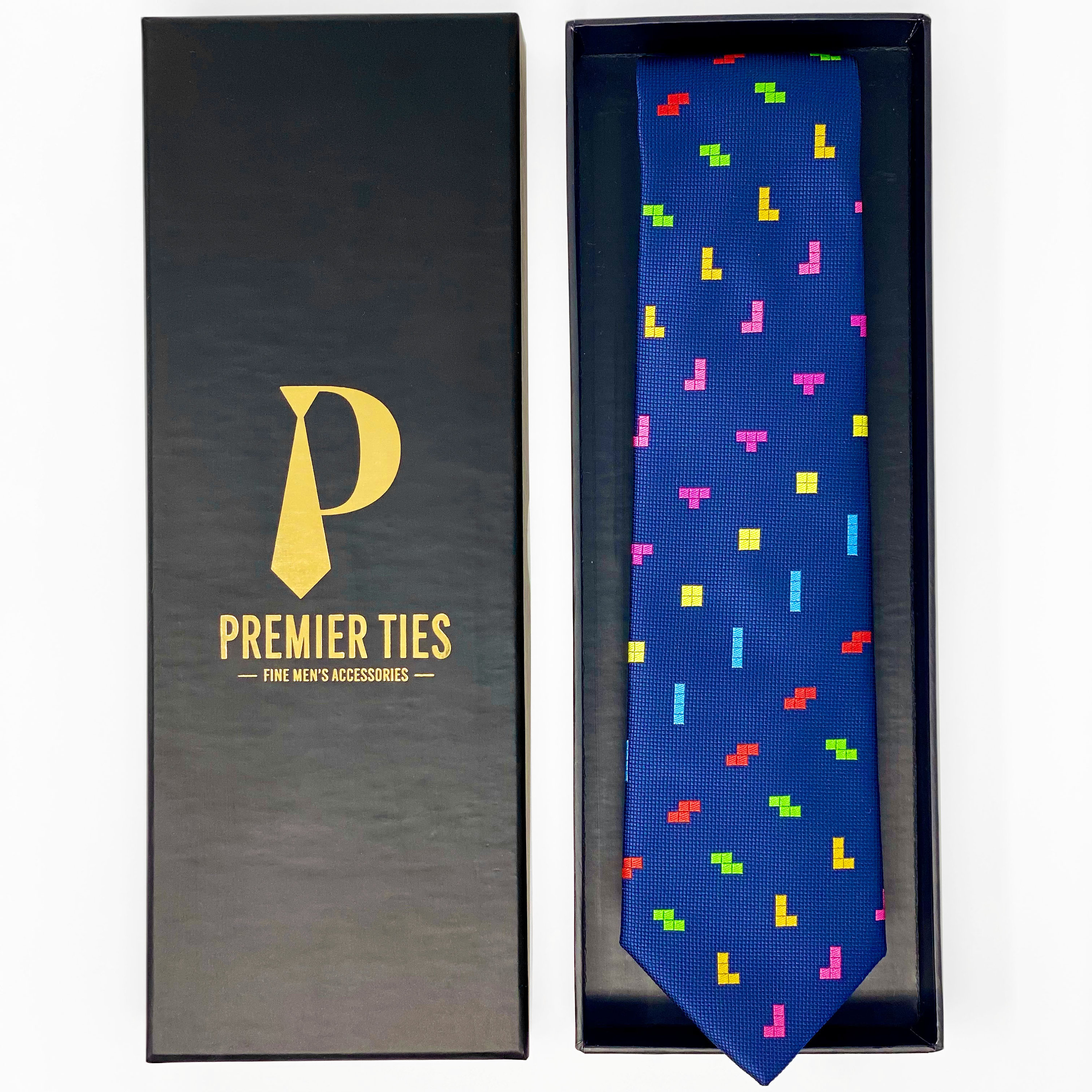 Tetris Tie Geometric Navy Tie Retro Video Game Necktie - Etsy UK