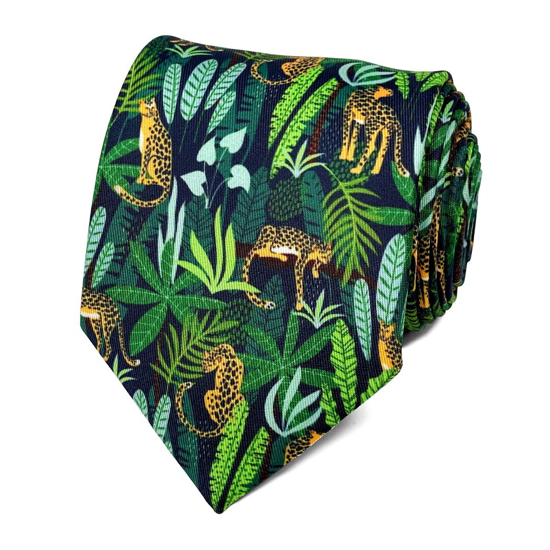 Exotic Jaguar Big Cat Tie Necktie on a Lush Tropical Background - Etsy