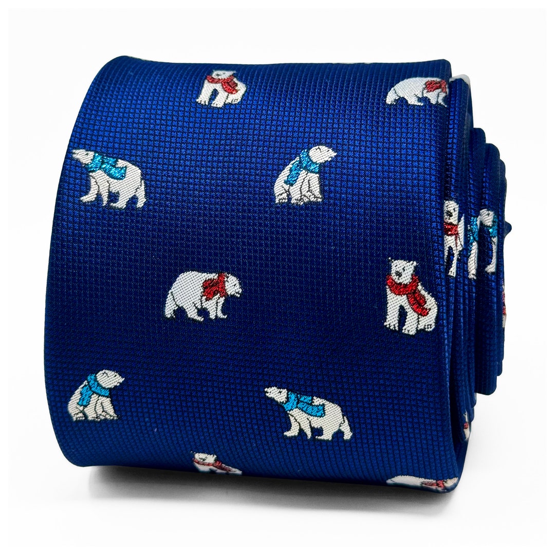 Polar Bears Wearing Scarves Necktie | Fun White Bear With Scarf | Navy ...