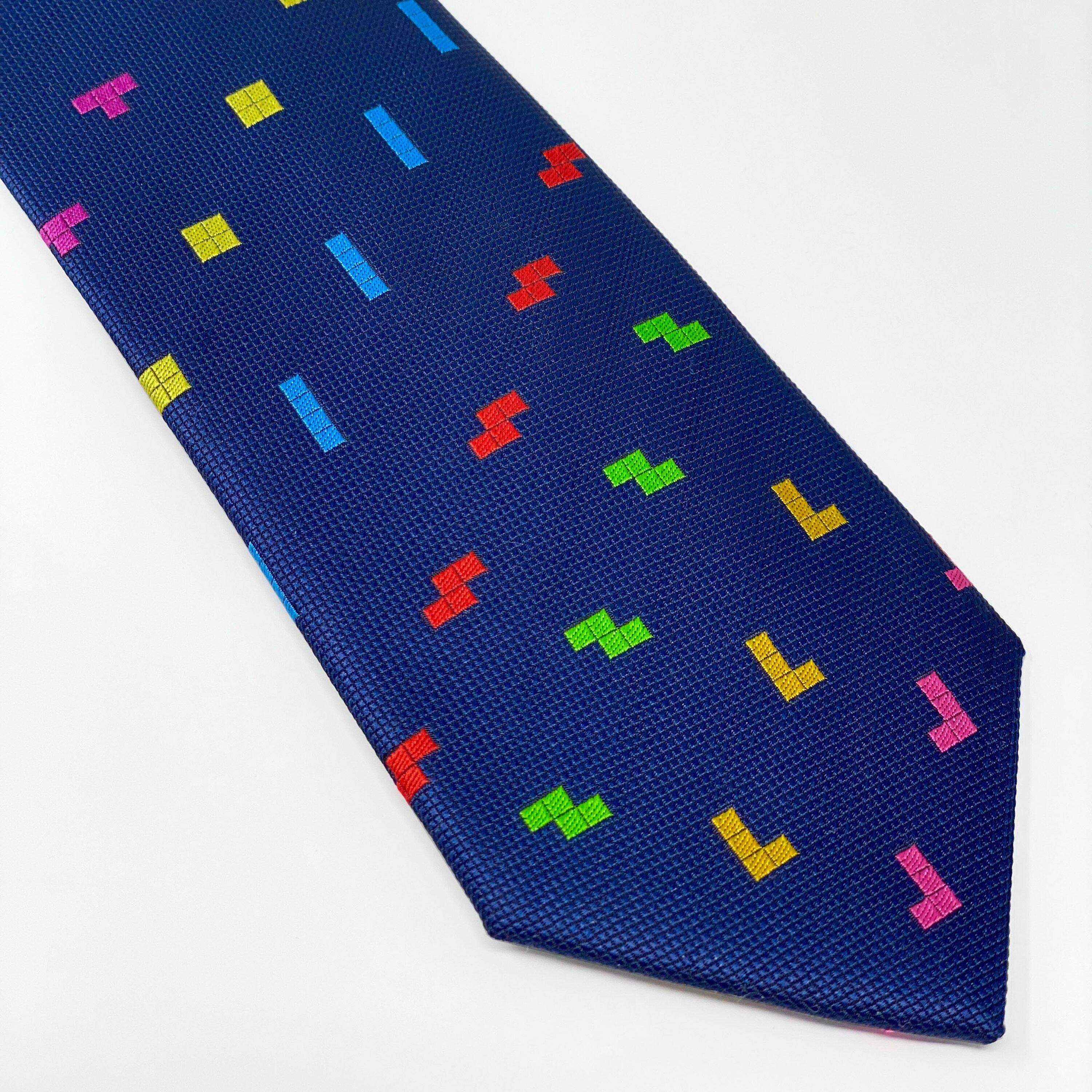 Tetris Tie Geometric Navy Tie Retro Video Game Necktie - Etsy UK
