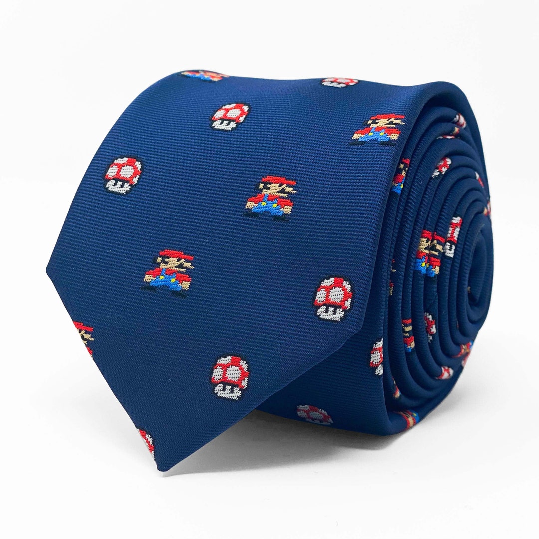 Mario & Magic Mushroom Tie 'mario Bros.' Themed Navy Necktie - Etsy ...