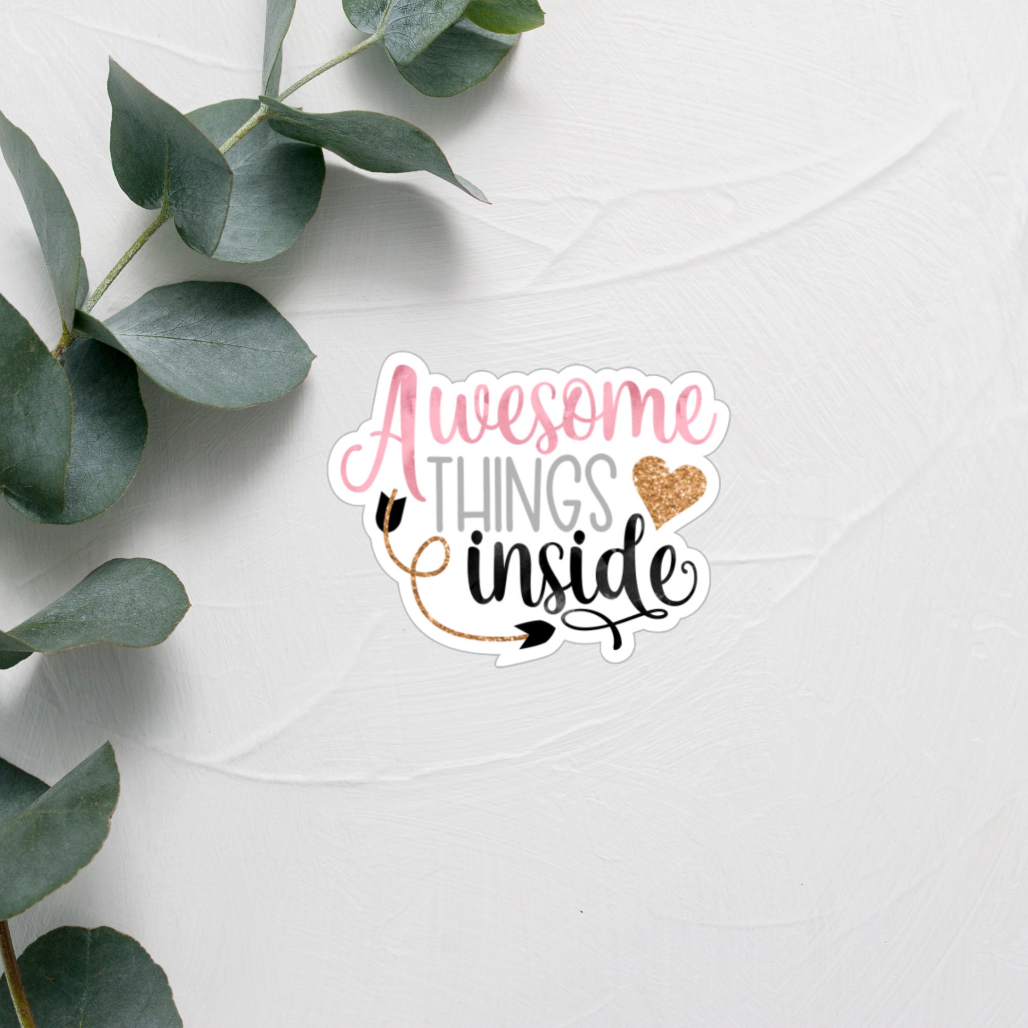 Awesome Things Inside Stickers Pink and Black Stickers Small Business ...