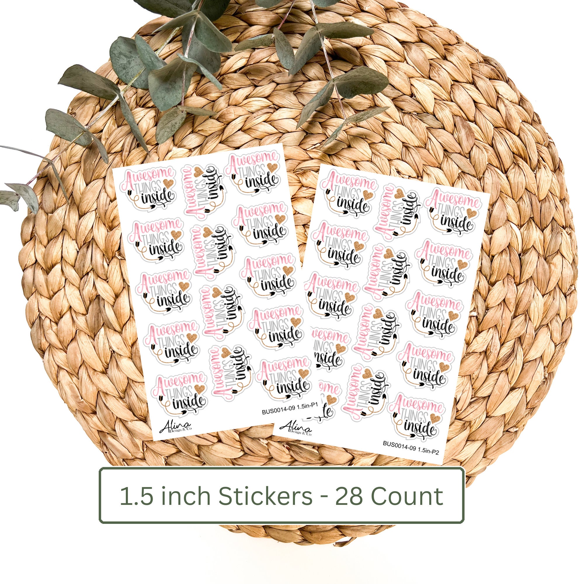 Awesome Things Inside Stickers Pink and Black Stickers Small Business ...