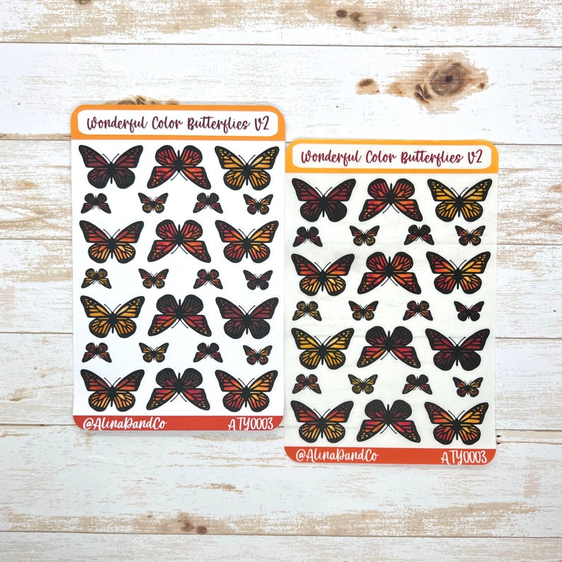 Monarch Butterflies Stickers in Brown and Orange Tones White Matte or ...