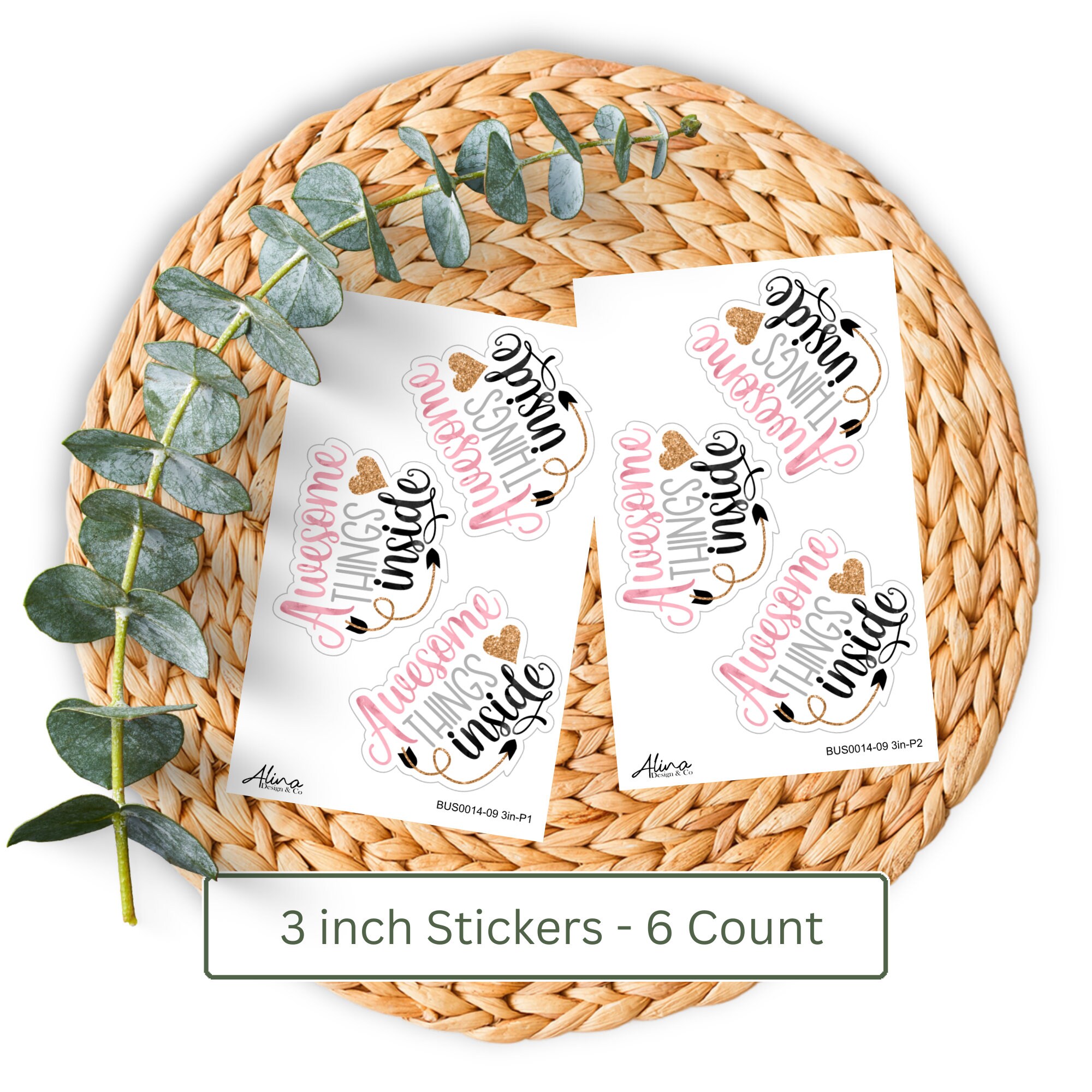 Awesome Things Inside Stickers Pink and Black Stickers Small Business ...