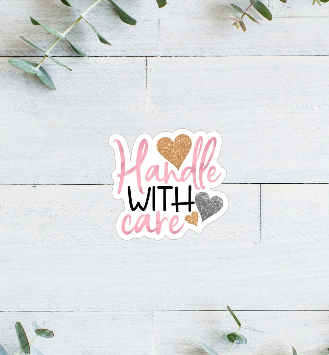 Handle With Care Stickers Pink and Black Stickers Small - Etsy