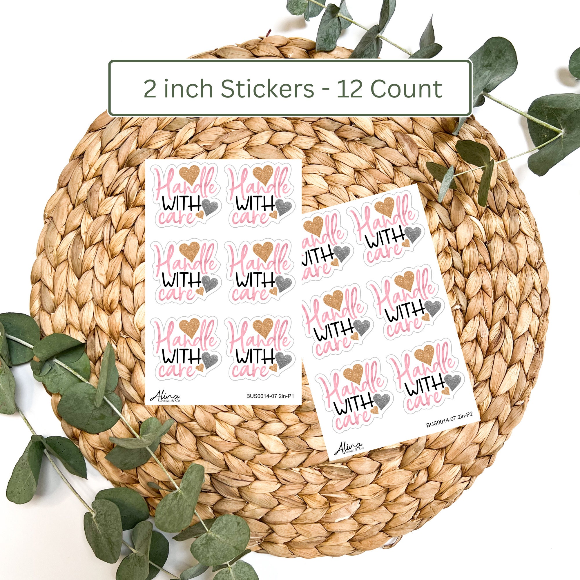 Handle With Care Stickers Pink and Black Stickers Small Business ...