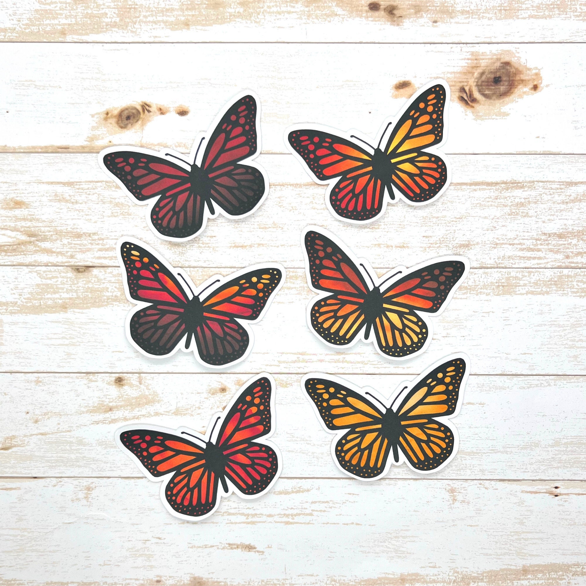 Monarch Butterflies Stickers in Brown and Orange Tones White Matte or ...