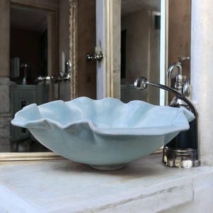 Light Blue Oval Bathroom Sink (47 X 38 Cm) - Etsy