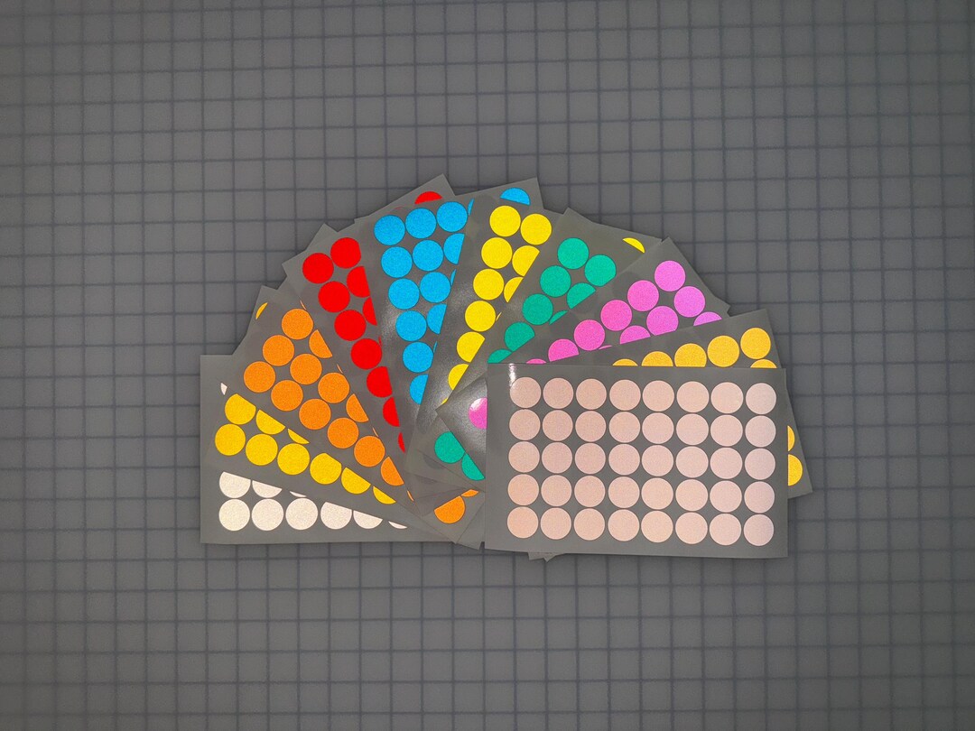 40 Reflective 1" Inch ELG Dots (10 Different Colors) Circles Nikkalite ...