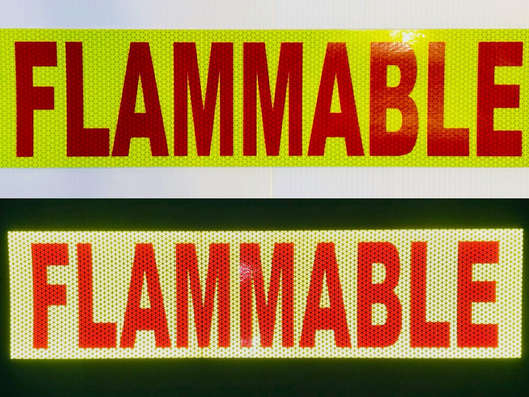 FLAMMABLE 6"x24" Reflective Word Panel V98 Oralite Horse Safety Tape ...