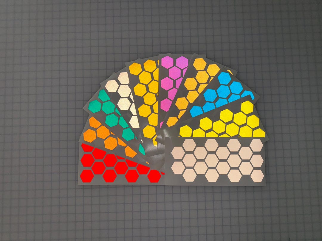 20 Reflective 1.75" X 1.52" ELG Hexagons (10 Different Colors ...