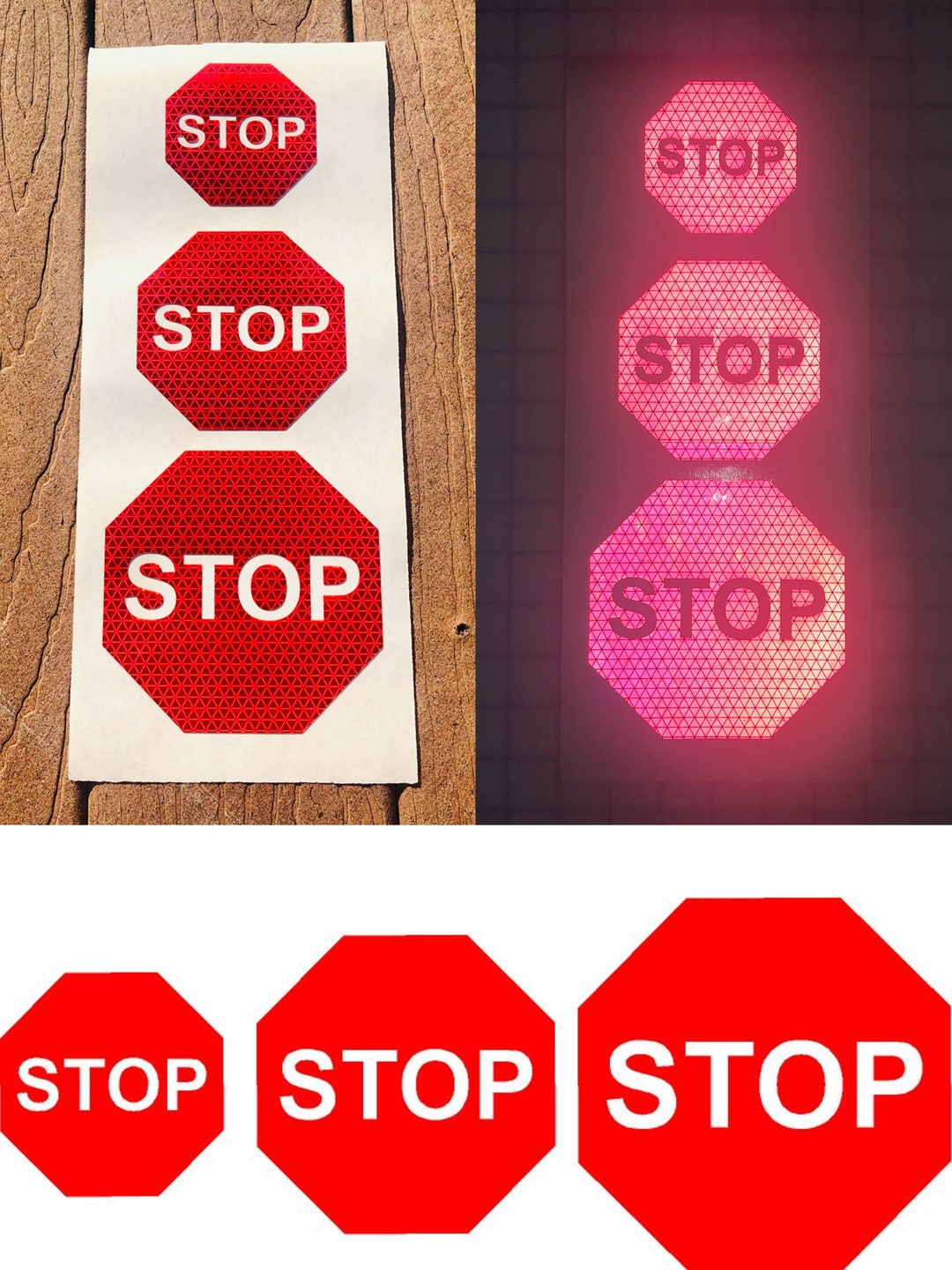 Reflective Stop Sign Decal Sticker Car Truck Motorcycle Helmet Oralite ...