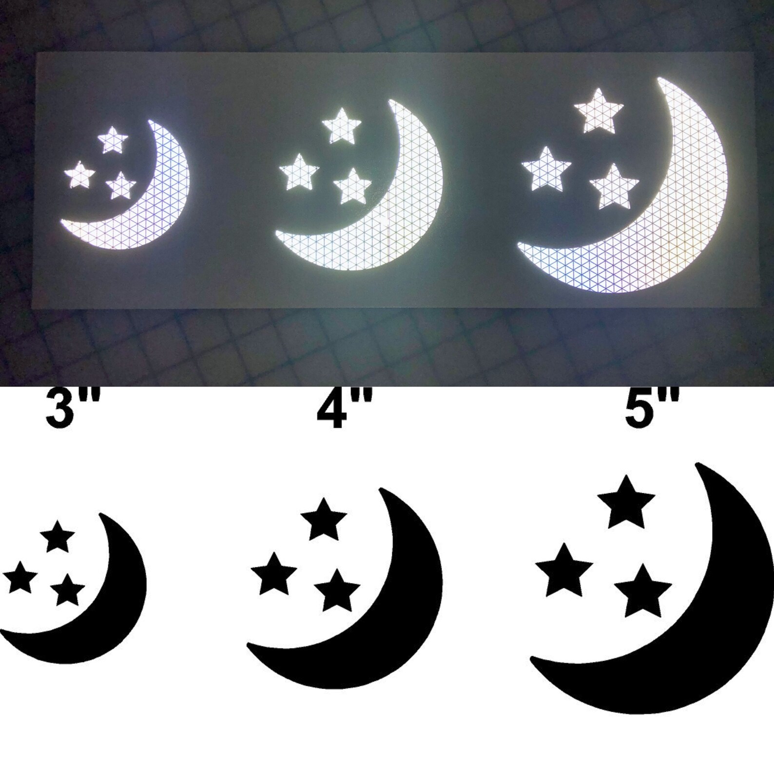 Reflective Moon & Stars Symbol Decal Sticker Car Truck Motorcycle ...