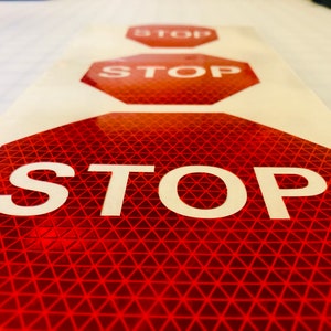 Reflective Stop Sign Decal Sticker Car Truck Motorcycle Helmet Oralite ...