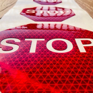 Reflective Stop Sign Decal Sticker Car Truck Motorcycle Helmet Oralite ...