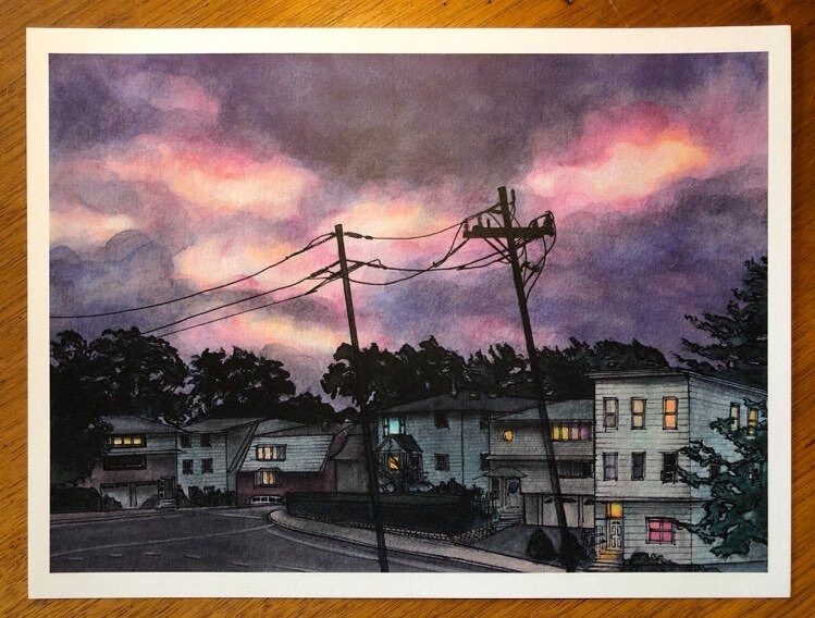 Stormy Night Print New Jersey Art Street Painting Stormy - Etsy