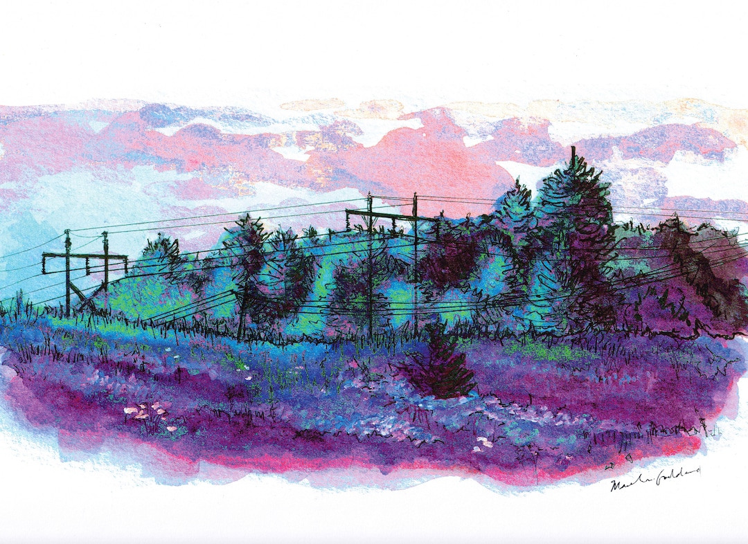 Field Art Print, Nature Art, Purple Nature Art, Green Nature Art ...