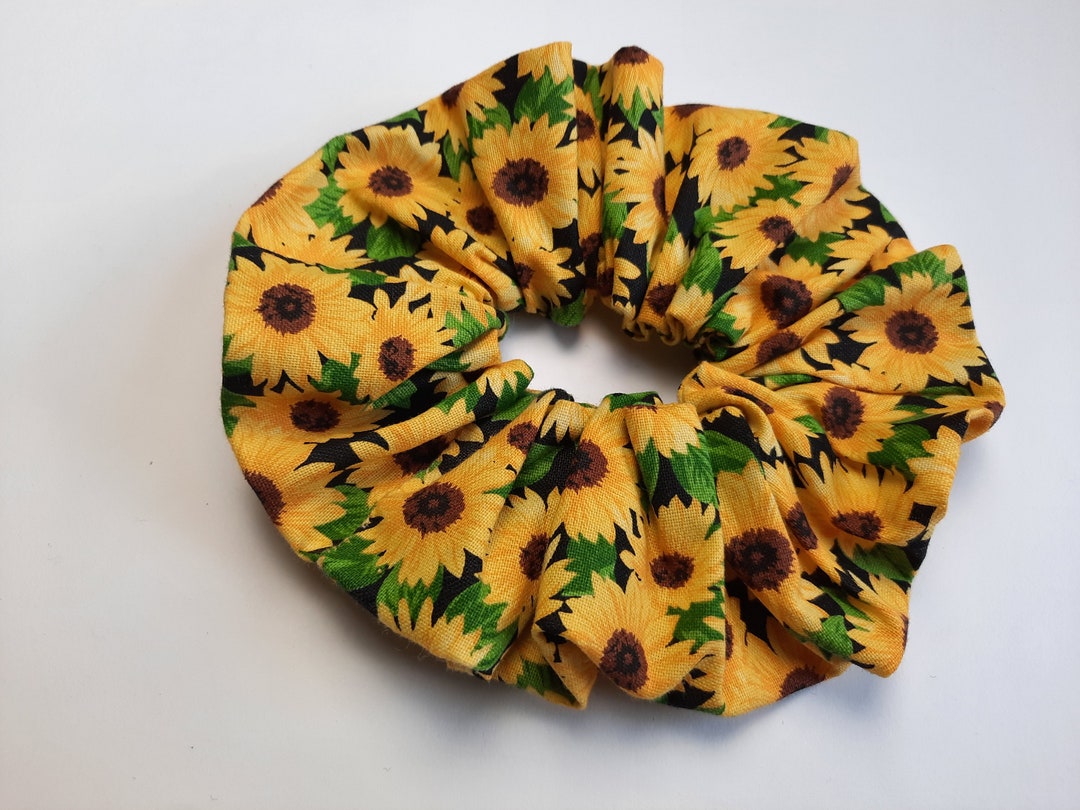 Sunflower Scrunchie Sunflower Print Hair Accessory Sunflower - Etsy