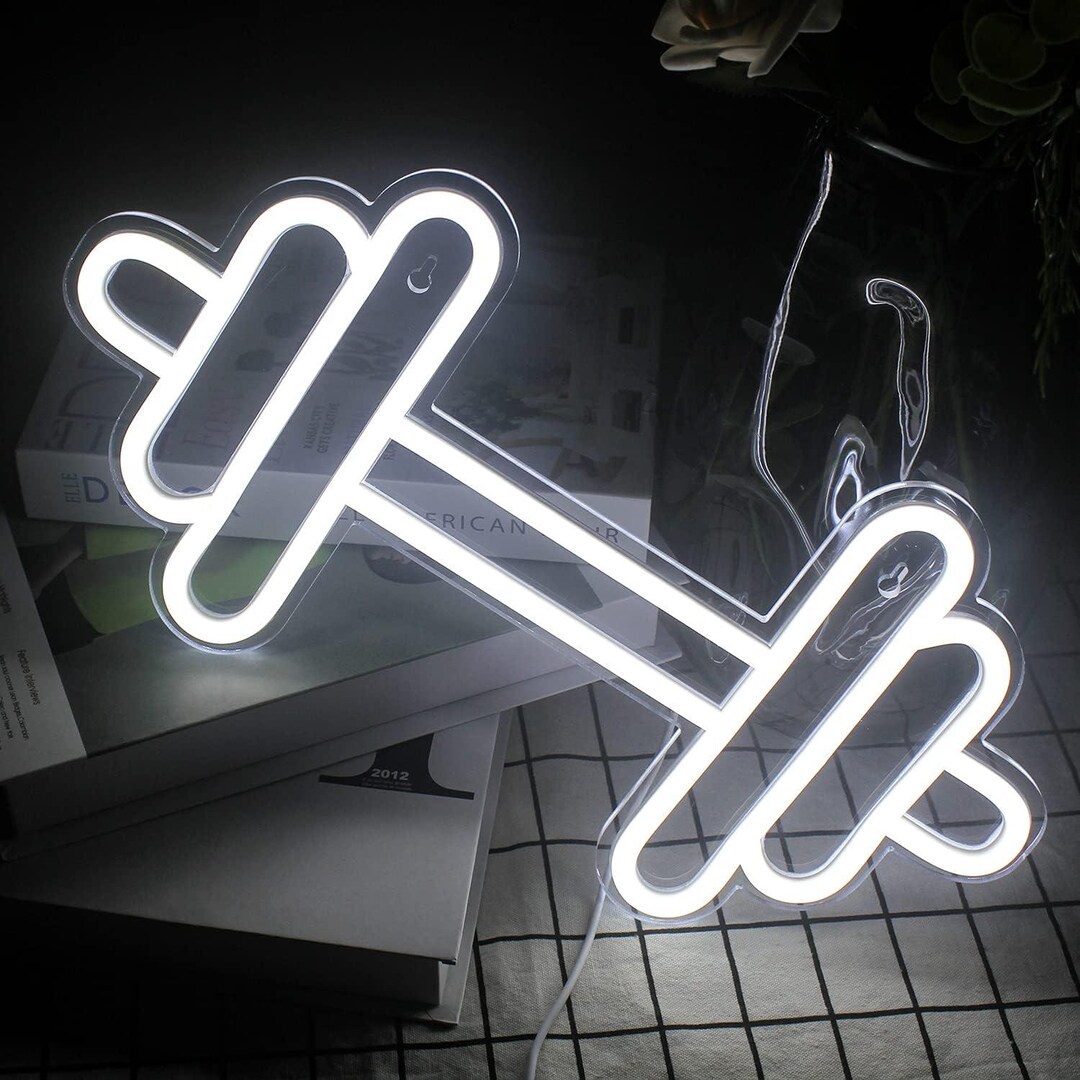 Barbell Dumbbell Shaped Neon Sign, Gym Neon Sign, Custom Neon Sign ...