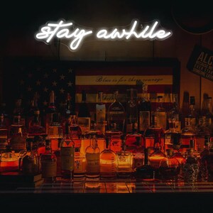 Stay Awhile Neon Sign, Personalized Neon Sign, Custom Neon Sign, Neon ...