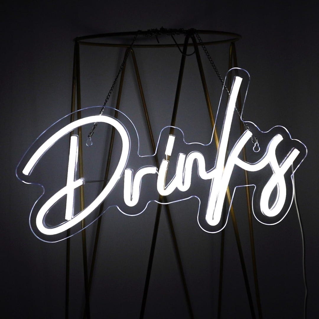 Drinks Neon Sign, Bar Neon Sign, Personalized Neon Sign, Neon Sign ...