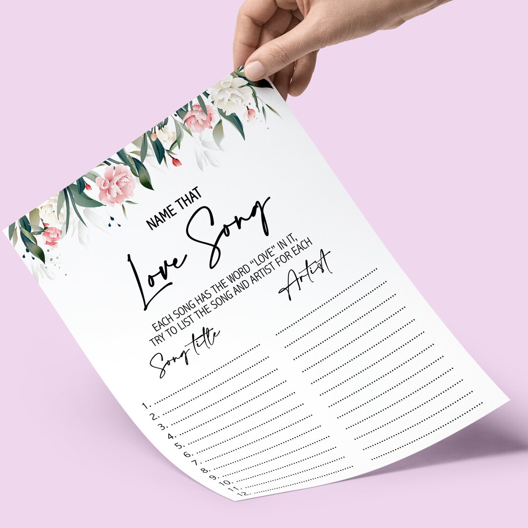 Name That Love Song Game, Instant Download, Hen Party Game, Bridal ...
