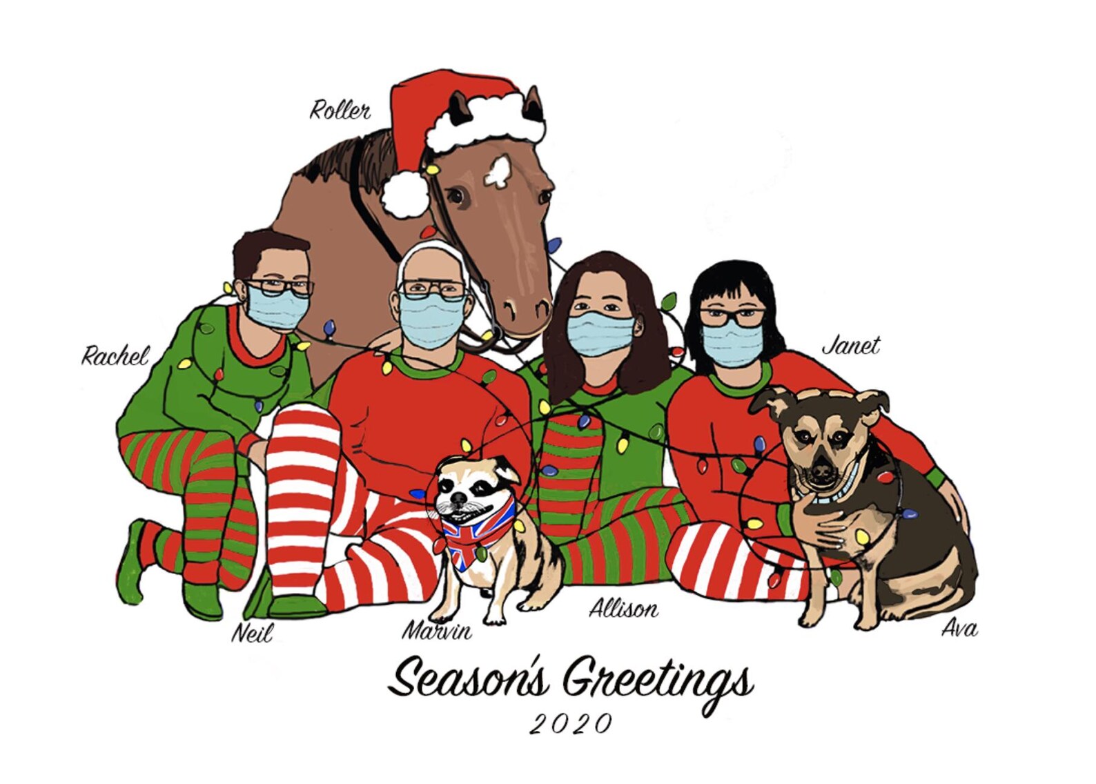 CUSTOM CHRISTMAS CARD | Custom Illustration | Creative Card W/family ...