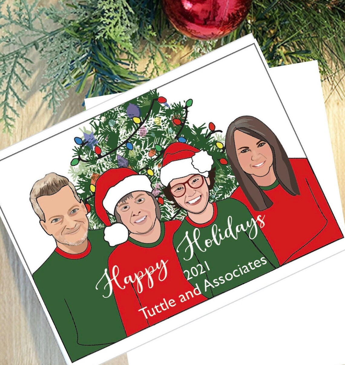 CUSTOM CHRISTMAS CARD | Custom Illustration | Creative Card W/pets ...