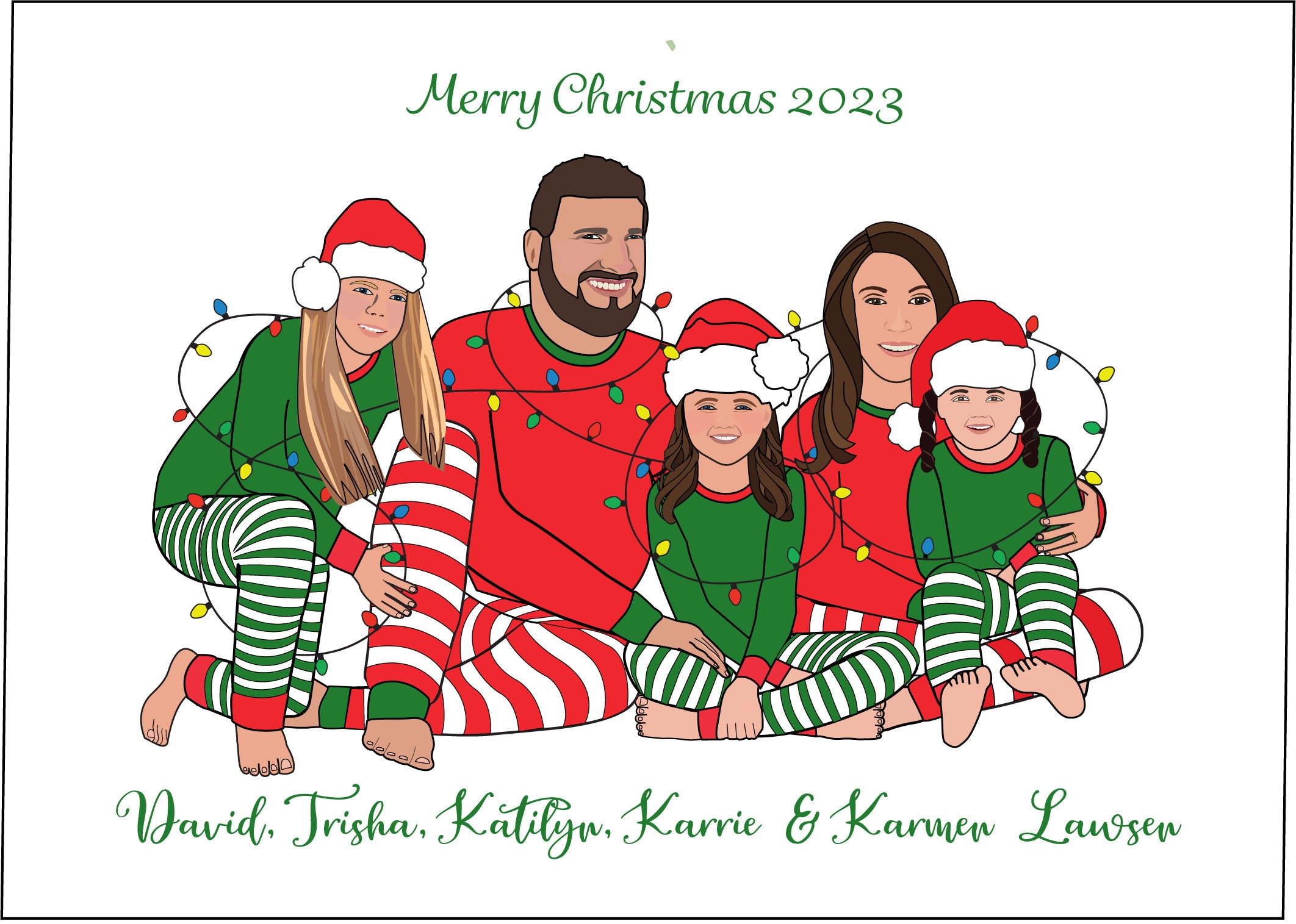 CUSTOM CHRISTMAS CARD | Custom Illustration | Creative Card With Family ...