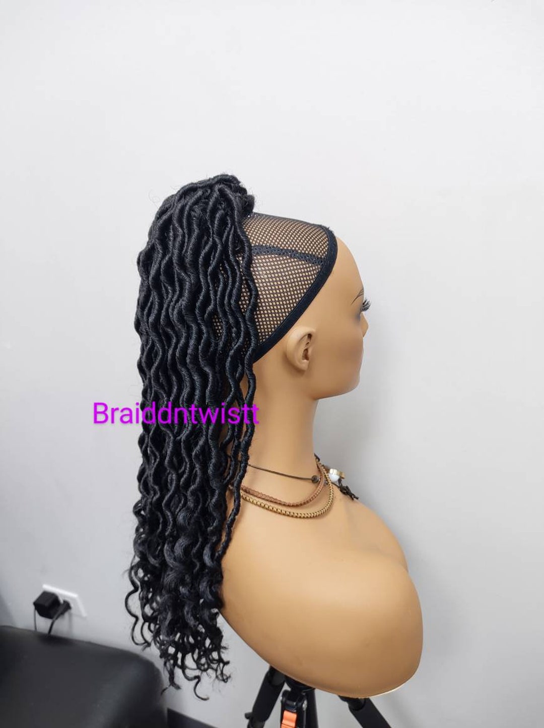 Goddess Faux Locs Crochet Ponytail/drawstring Handmade Ponytail/ Faux ...