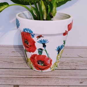 Poppy Flowers Personalised Plant Pot | Etsy