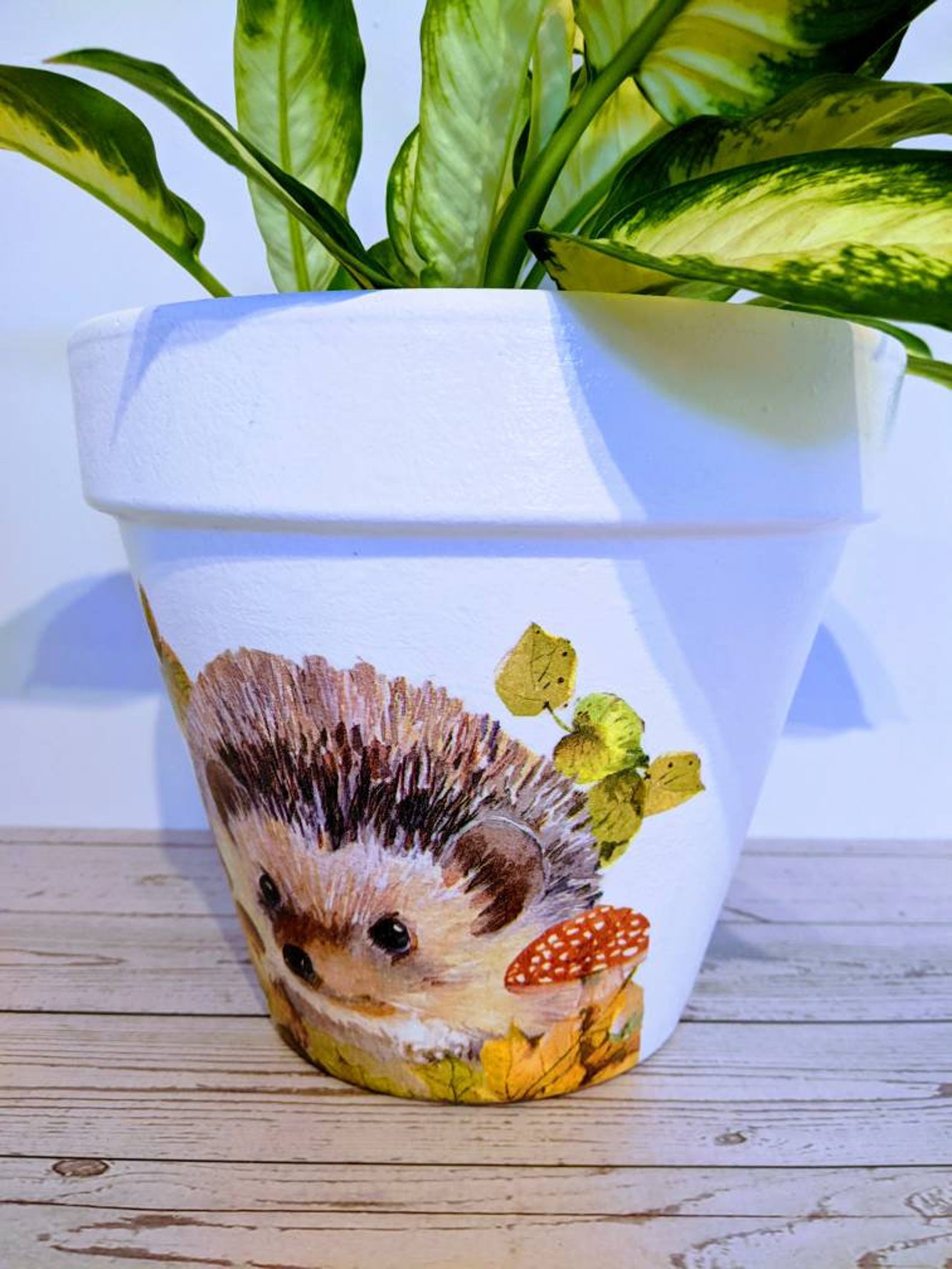 Personalised Hedgehog Plant Pot-woodland Animal Planter-cute Rustic ...